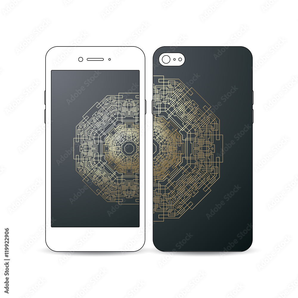 Mobile smartphone with an example of the screen and cover design ...