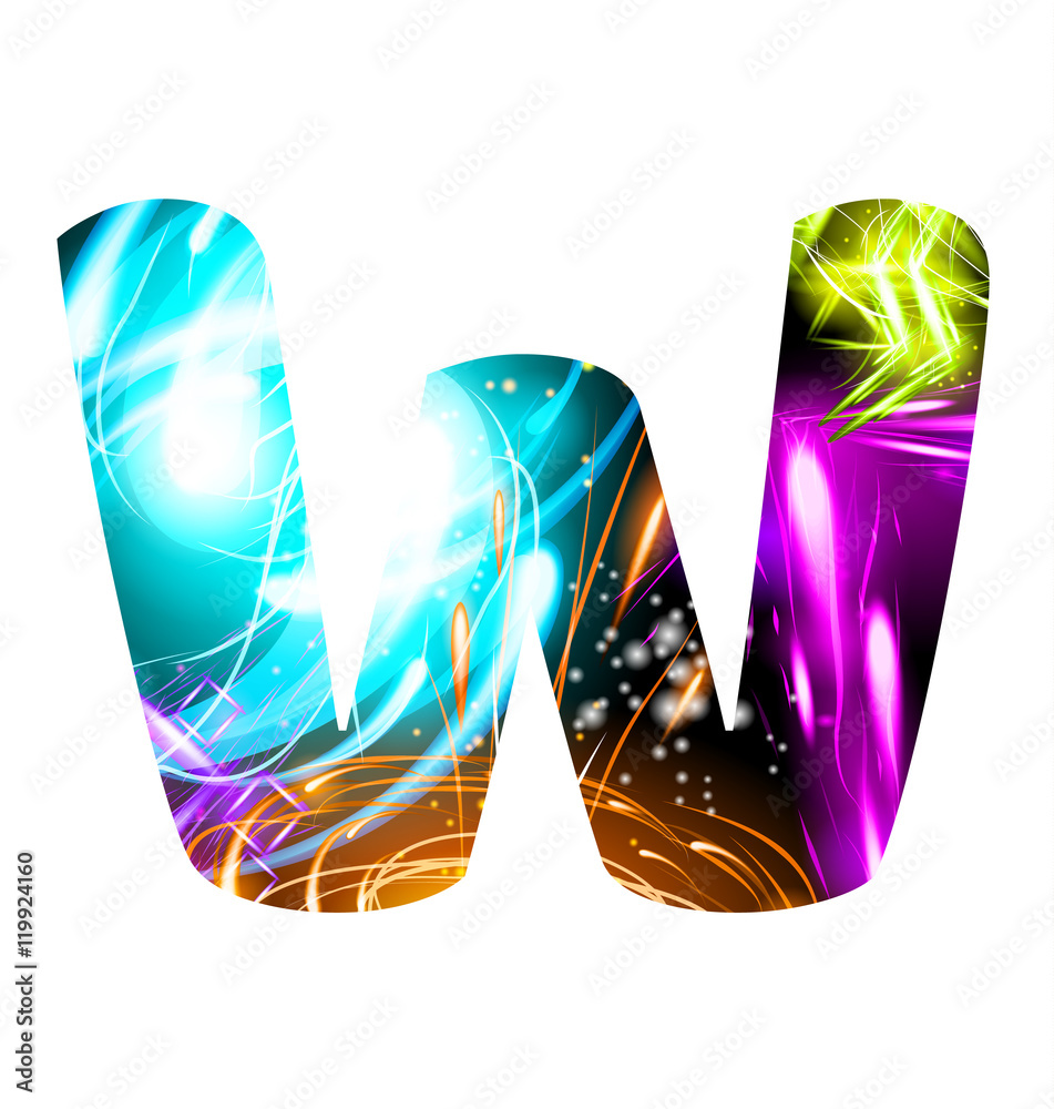 Glowing Light effect neon Font. Color Design Text Symbols. Shiny letter ...