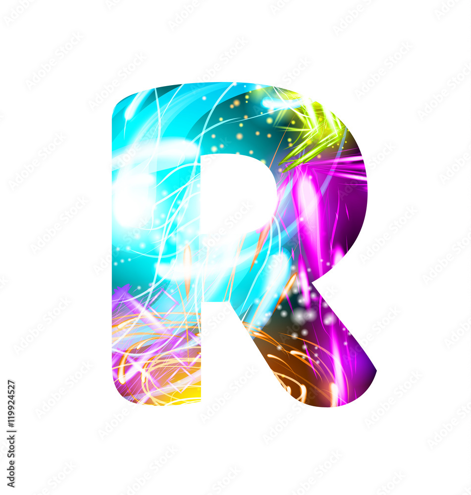 Glowing Light effect neon Font. Color Design Text Symbols. Shiny letter ...