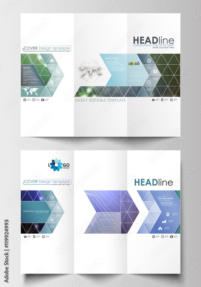 Tri-fold brochure business templates on both sides. Easy editable ...