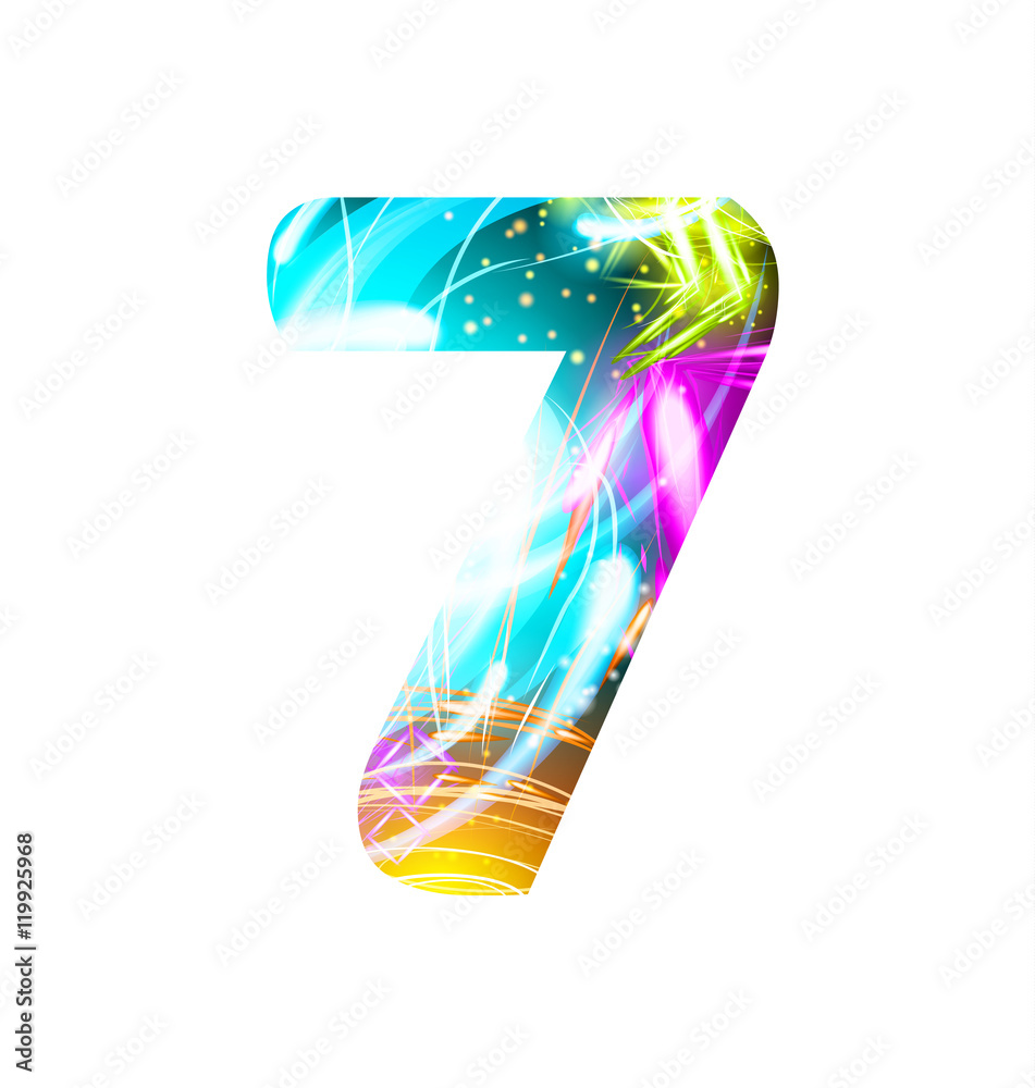 Glowing Light effect neon Font. Color Design Text Symbols. Shiny number ...