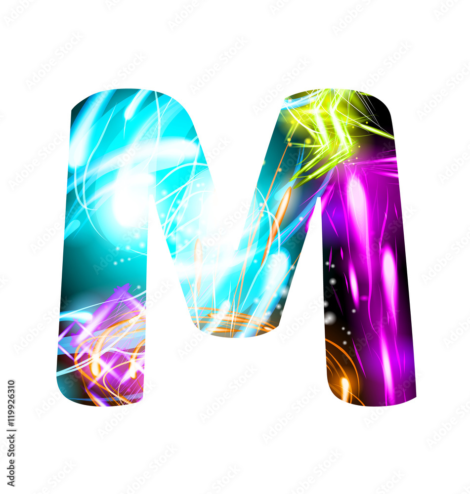 Glowing Light effect neon Font. Color Design Text Symbols. Shiny letter ...