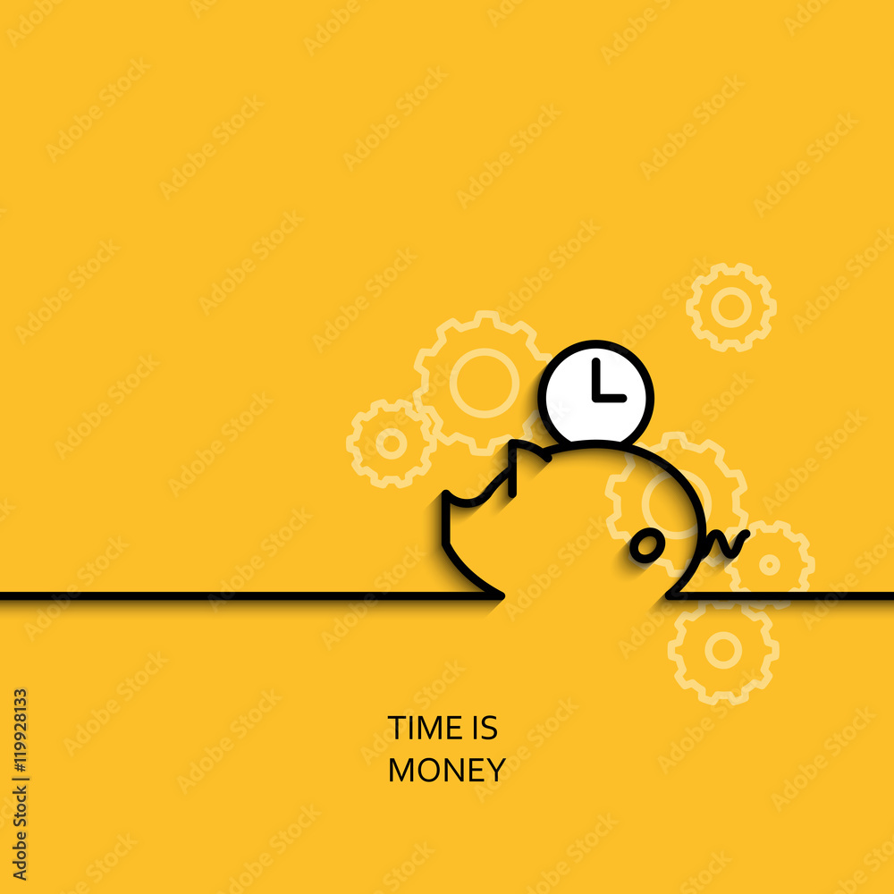 Vector business illustration in linear style with a picture of time is ...