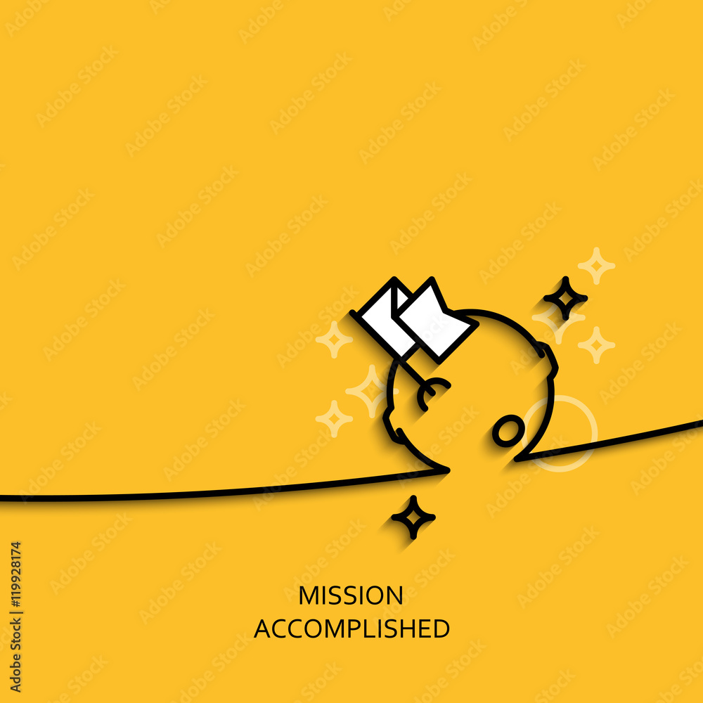 Vector business illustration in linear style with a picture of mission ...