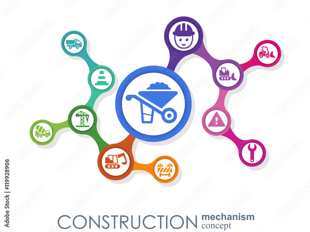 Construction network. Hexagon abstract background with lines, polygons ...