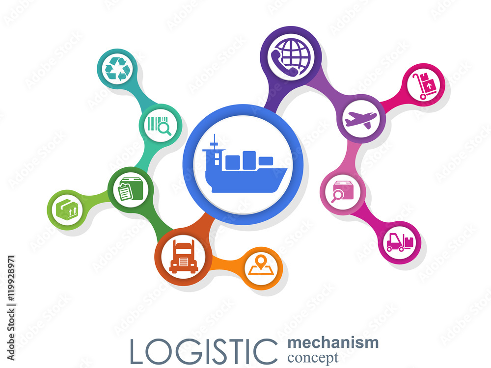 LOGISTIC mechanism concept. distribution, delivery, service, shipping ...