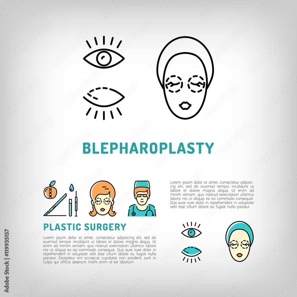 Blepharoplasty logos, eyelid surgery old tired eyes. Face Plastic ...