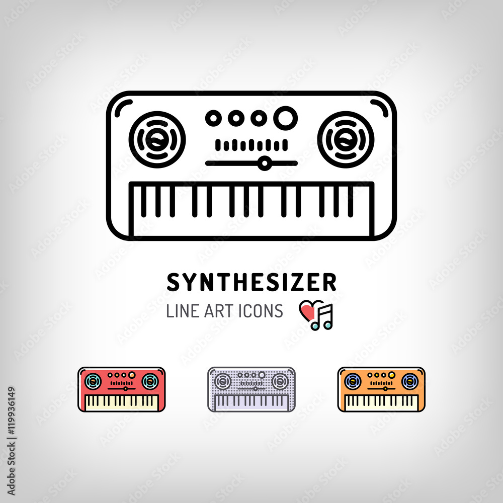 Synthesizer isolated vector illustration. Modern art thin line of the ...