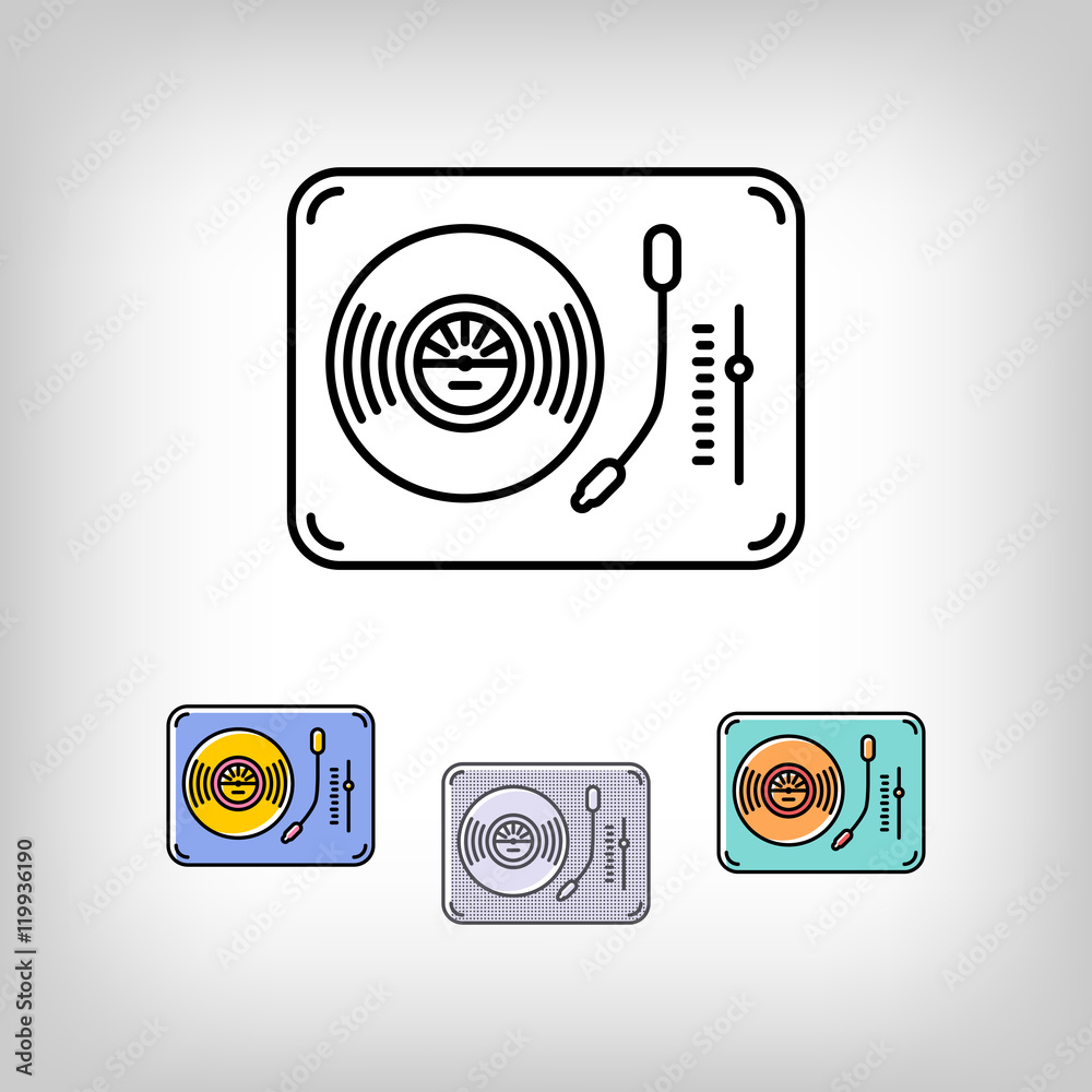 Turntable isolated logo vector illustration. Modern art thin line of ...