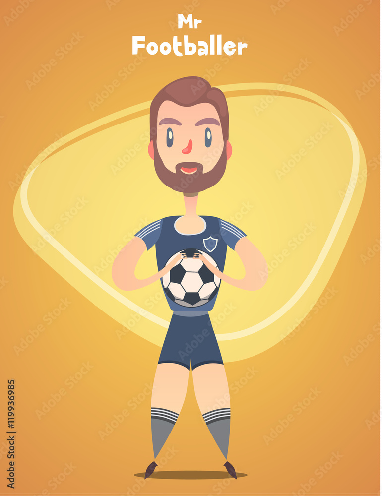 Footballer, Cartoon character, Vector Illustration Stock Vector | Adobe ...