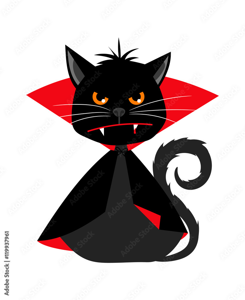 Cat vampire in Dracula carnival costume for halloween party, black cat ...