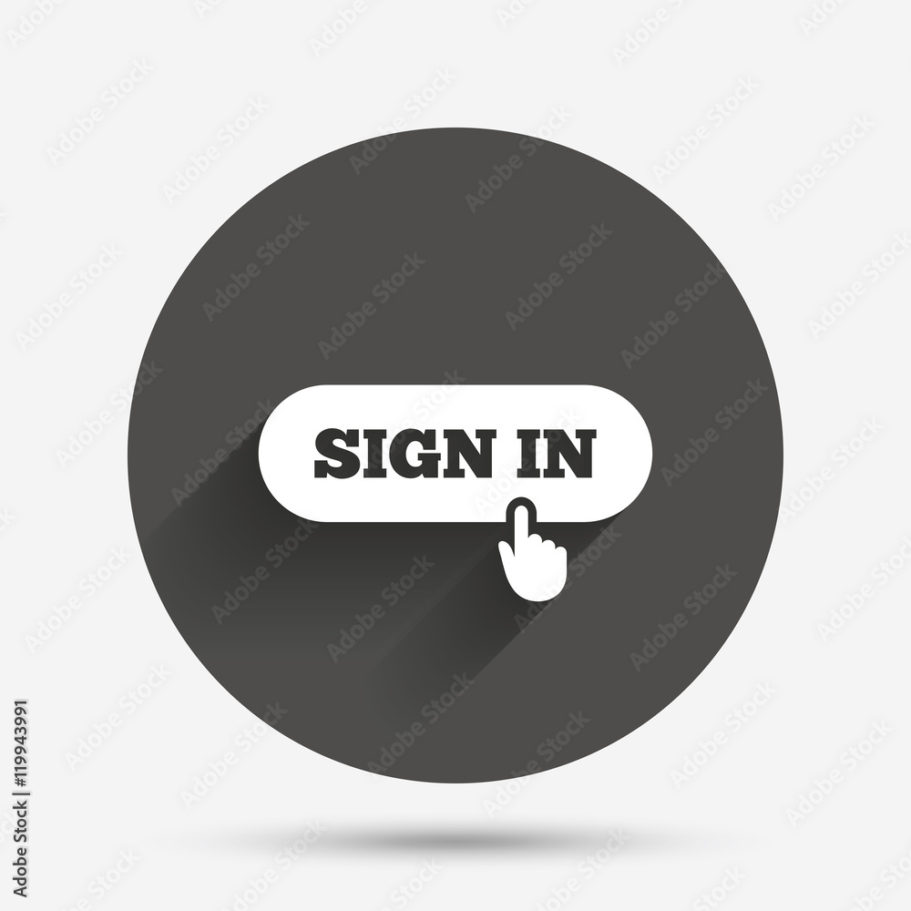 Sign in with hand pointer icon. Login symbol vector de Stock | Adobe Stock