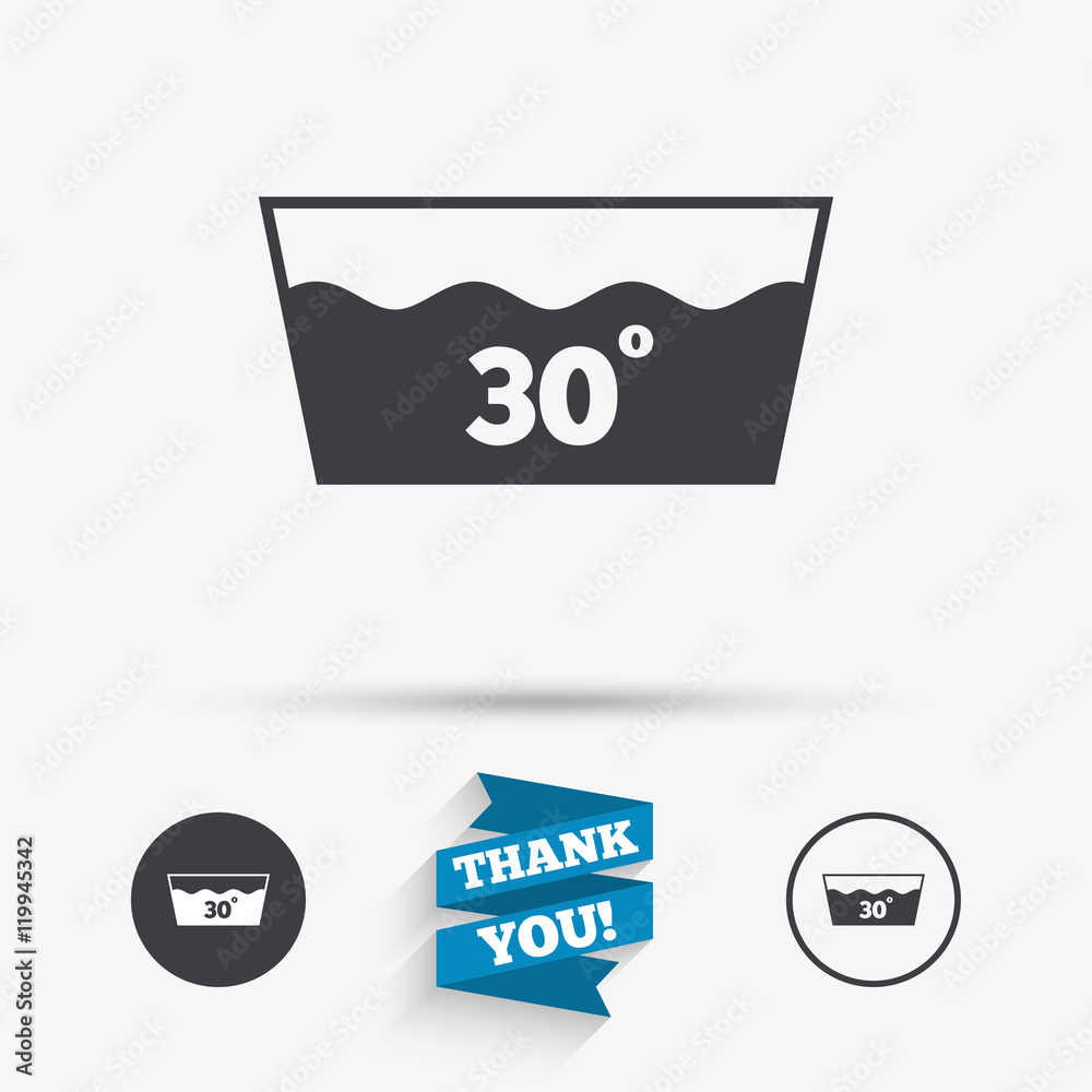 Wash icon. Machine washable at 30 degrees symbol Stock Vector | Adobe Stock