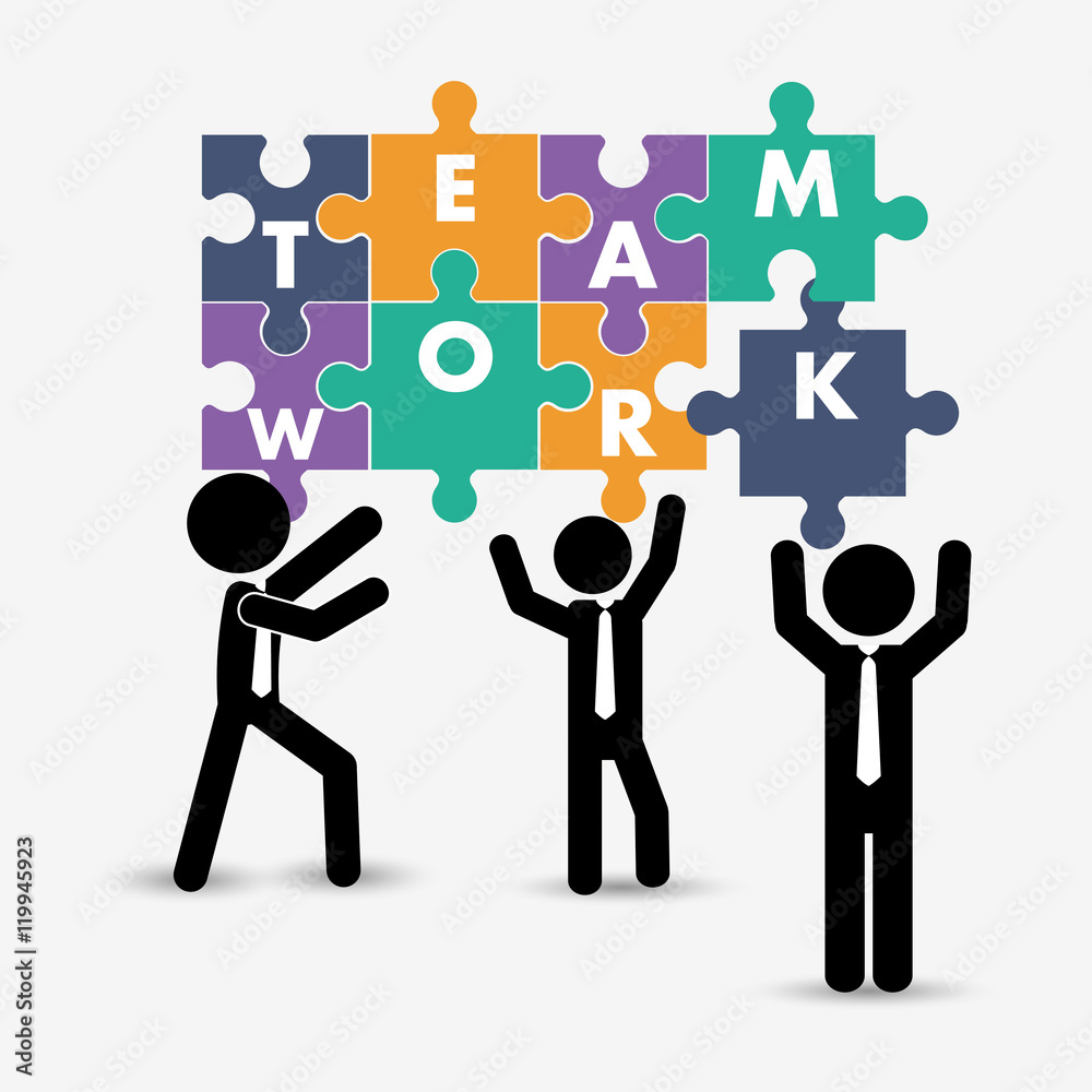 pictograms puzzle teamwork support collaborative cooperation work icon ...