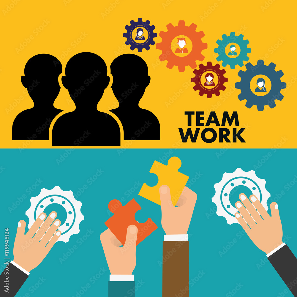 pictogram gears hand teamwork support collaborative cooperation work ...