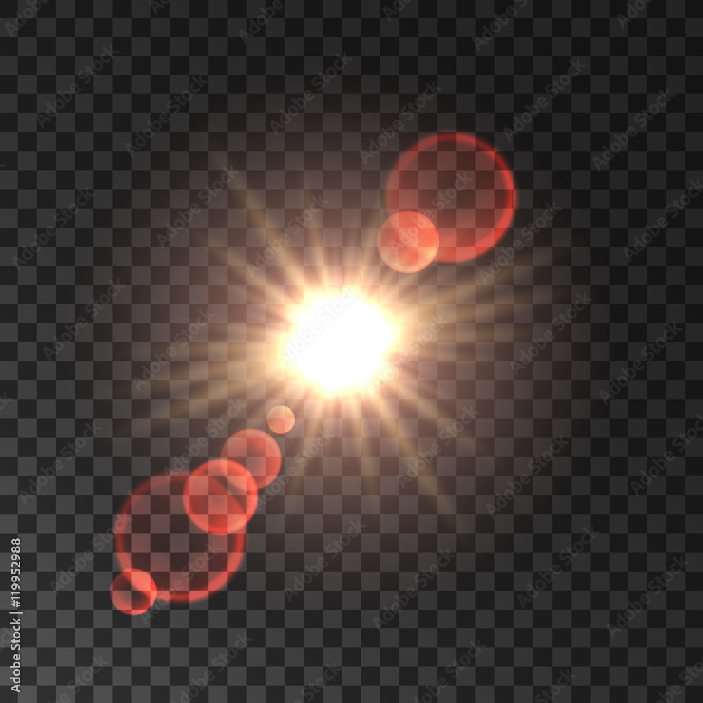 Spotlight with red lens flare effect Stock Vector | Adobe Stock