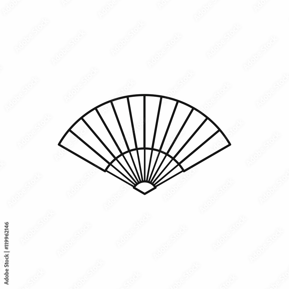 Japanese fan icon in outline style isolated on white background vector ...