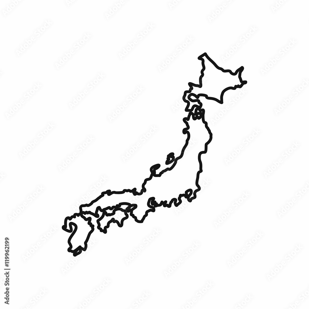 Japan map icon in outline style isolated on white background vector ...