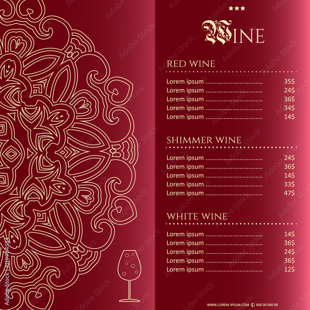 Corporate Design. stylish wine list, a template for a cafe, restaurant ...