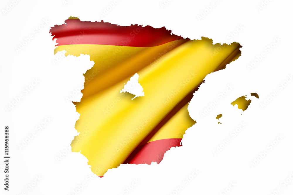 Map of Spain and Madrid on bright red and yellow background Stock ...