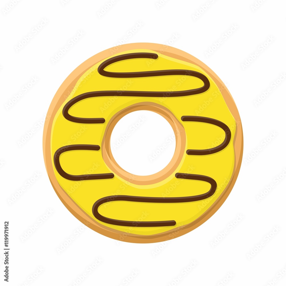 Sweet yellow donut isolated on white background. Yummy cookie donut ...