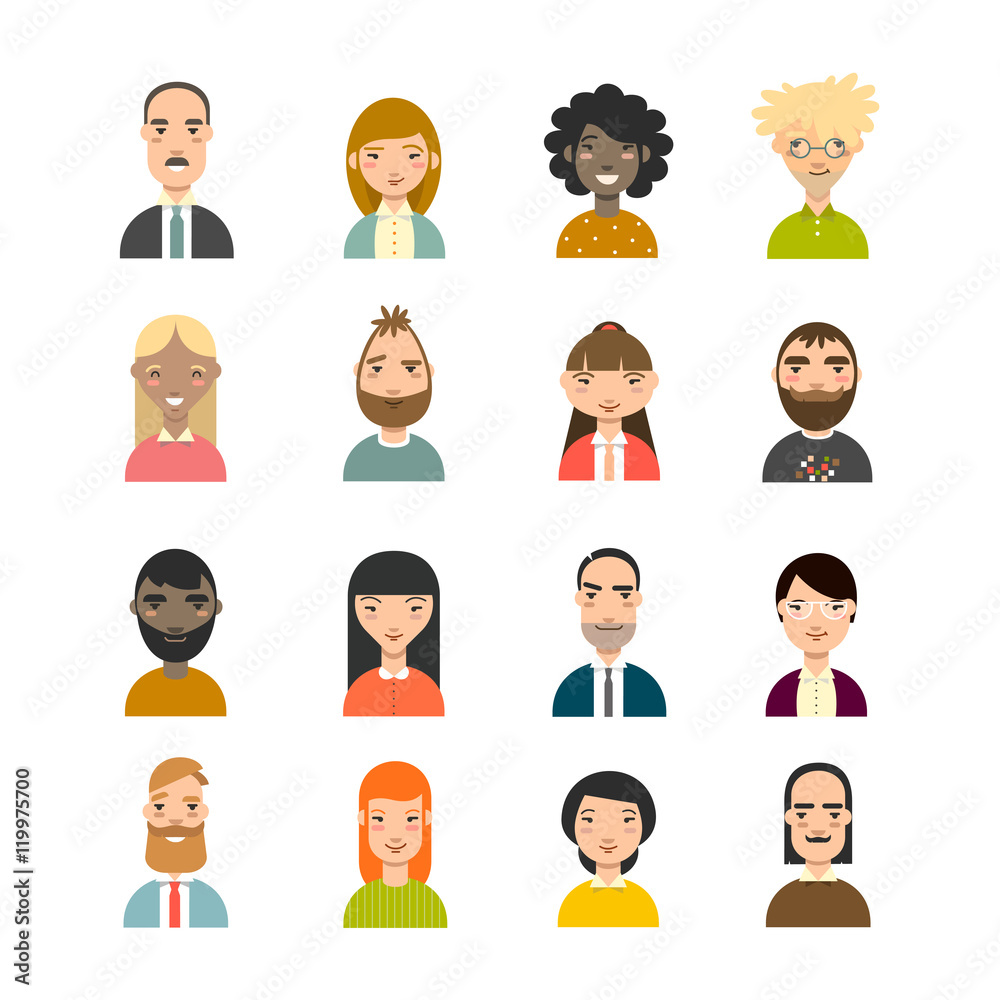 Set of diverse avatars. Business avatars set. Different nationalities ...