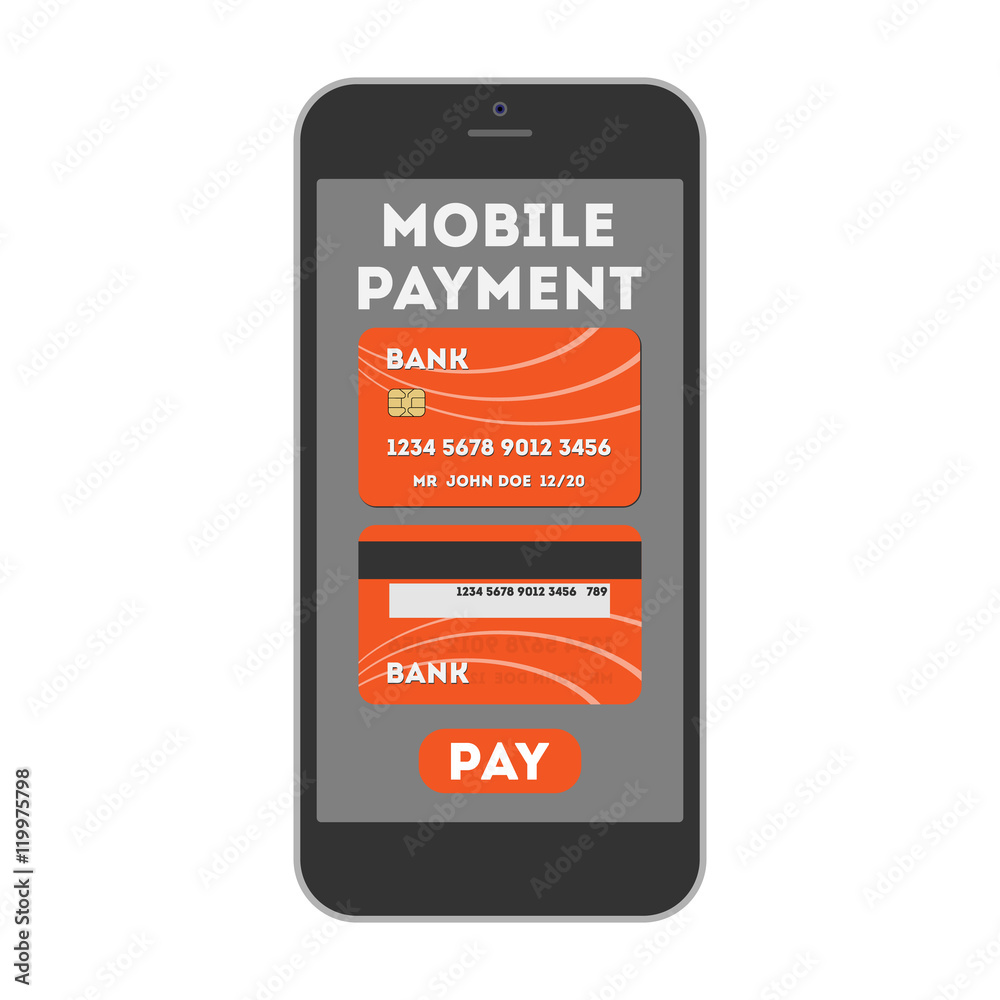 Mobile payment concept. Easy transaction with mobile banking. Credit ...