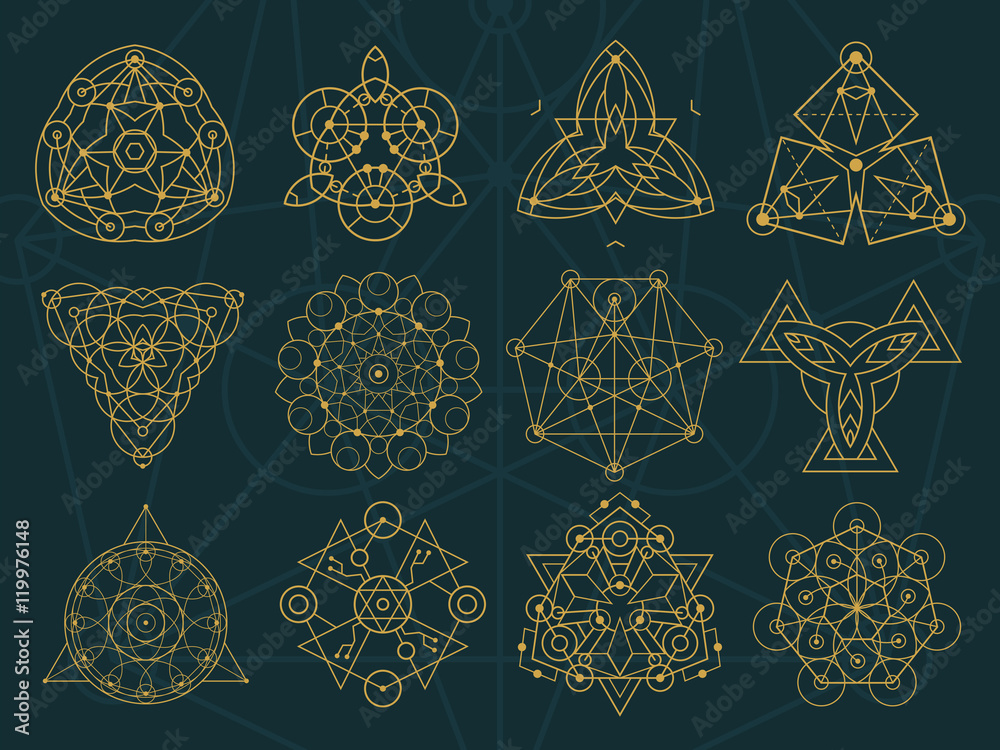 Abstract Sacred Geometry and Magic Symbols Set 2 Stock Vector | Adobe Stock