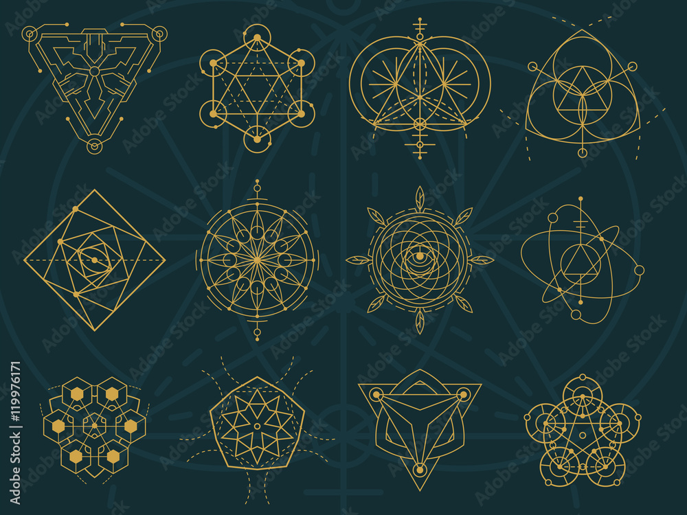 Abstract Sacred Geometry and Magic Symbols Set 5 Stock Vector | Adobe Stock