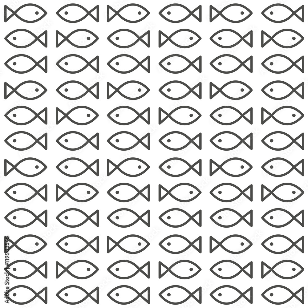 Black and white fish seamless pattern vector. Fish symbol design. Menu ...