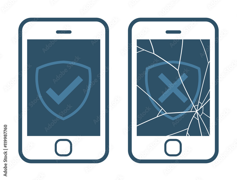Vector image of smart phone displaying right and wrong checkmarks ...