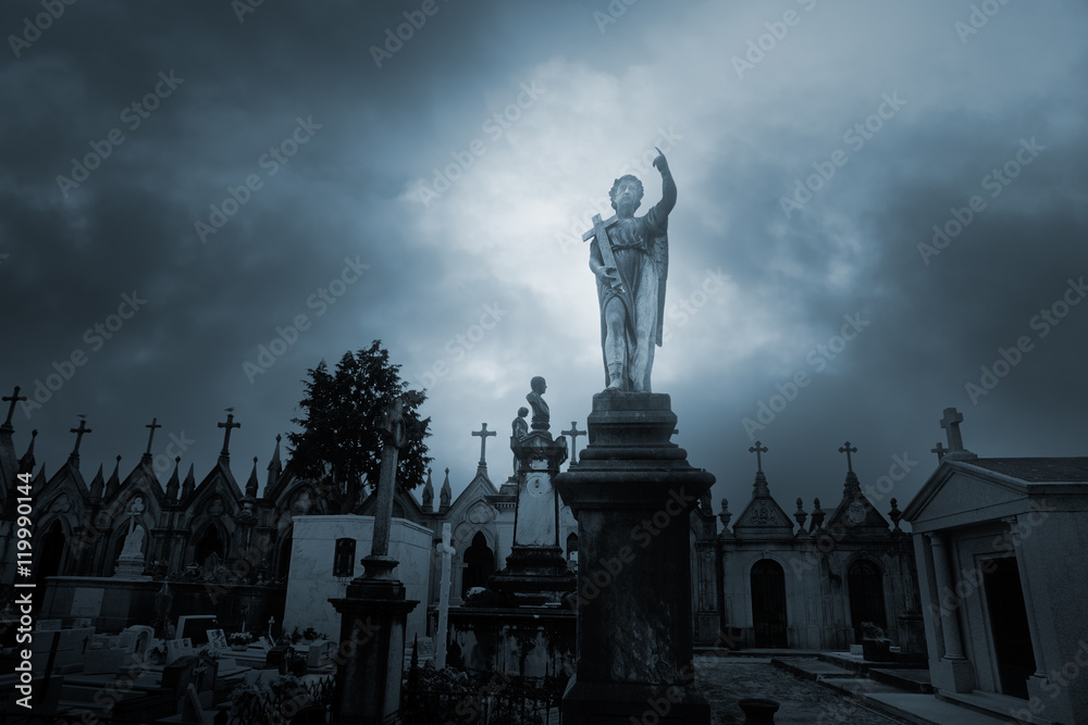 Overcast sad cemetery Stock Photo | Adobe Stock