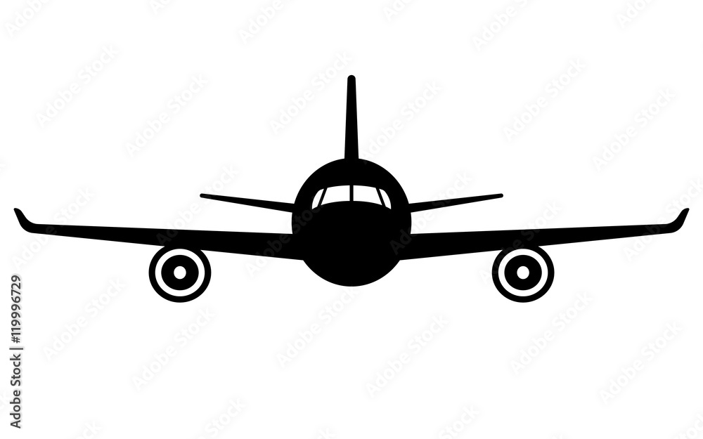 airplane icon. Front view flying aircraft Stock Vector | Adobe Stock