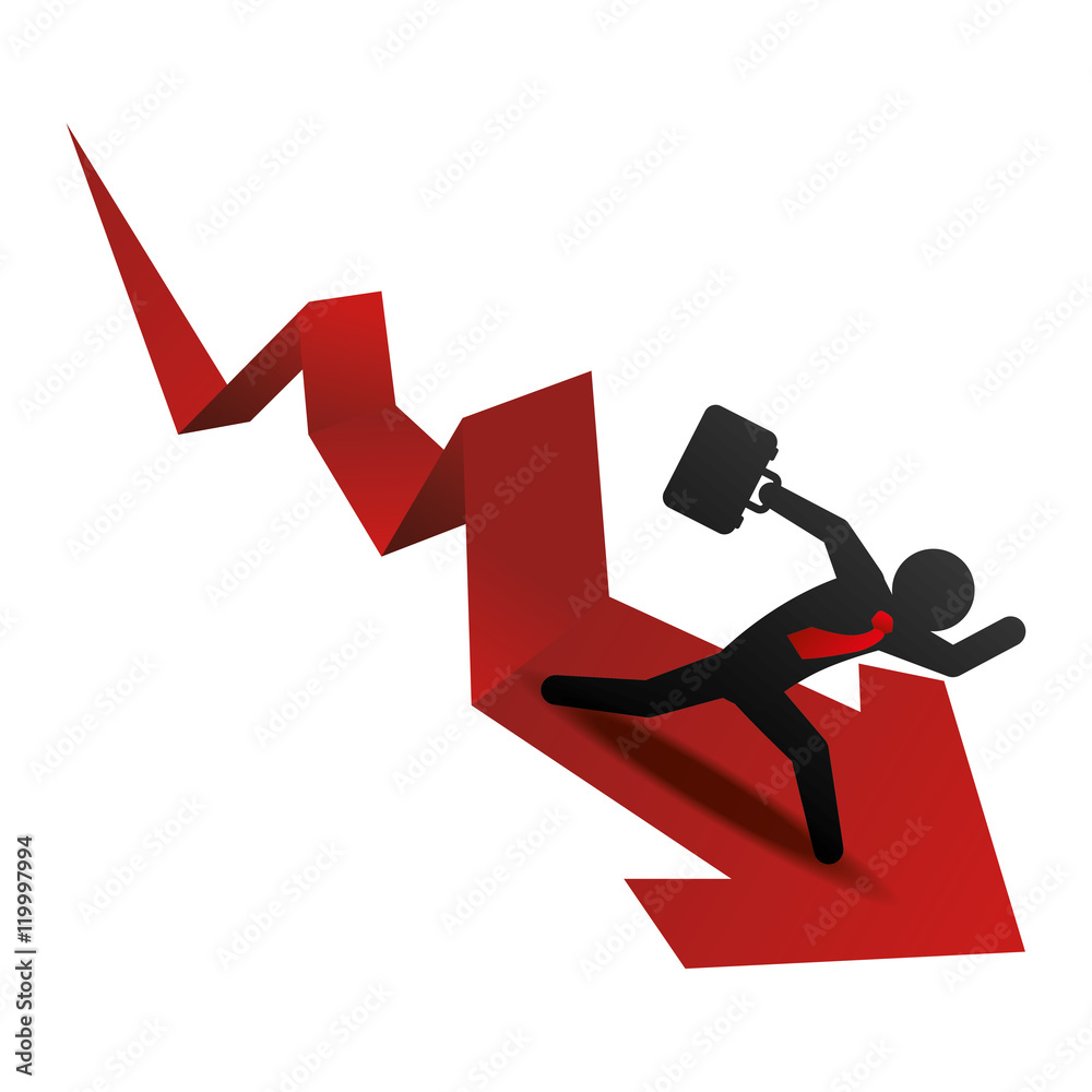 pictogram and decline arrow icon. Money financial and economy theme ...