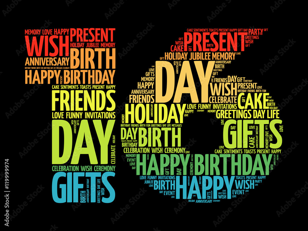 Happy 16th birthday word cloud collage concept Stock Vector | Adobe Stock