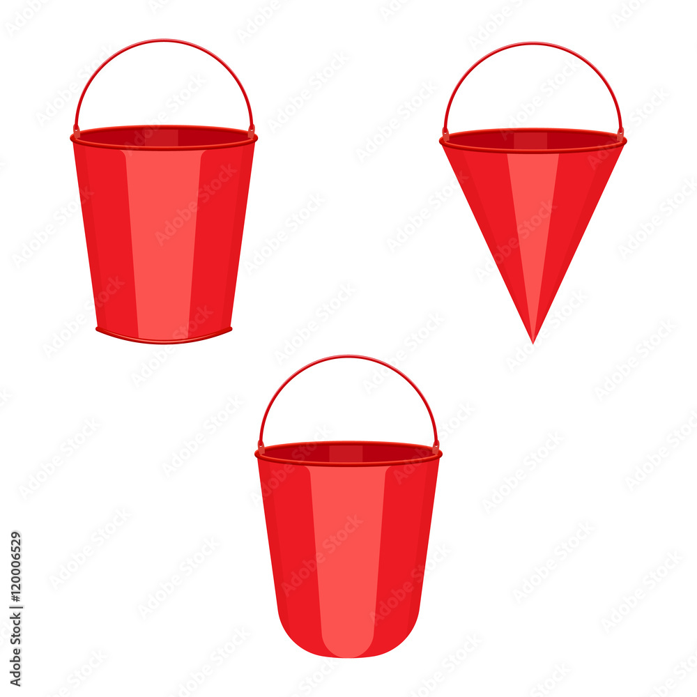 red metal fire buckets set vector illustration Stock Vector | Adobe Stock