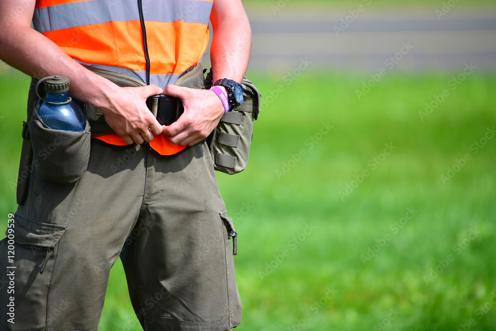 Employee of the Austrian Armed Forces takes care for safety Stock Photo ...