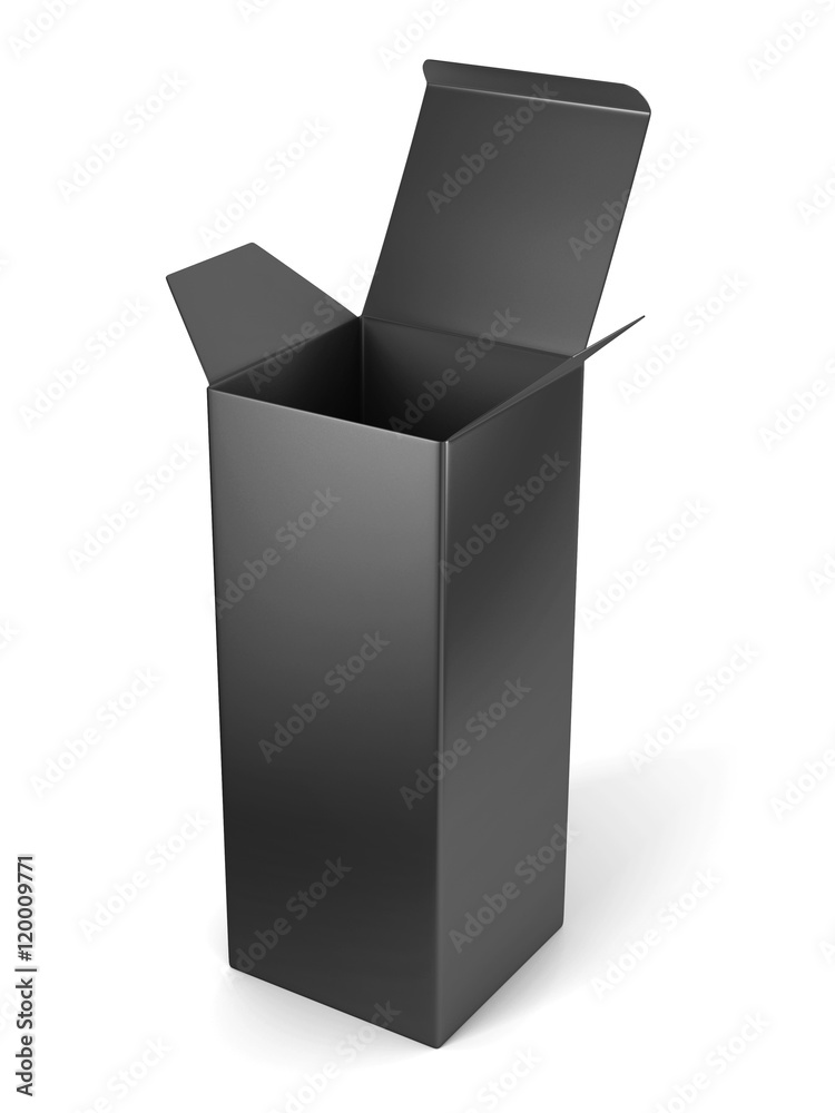 Blank open vertical cardboard box template standing on white bac Stock ...