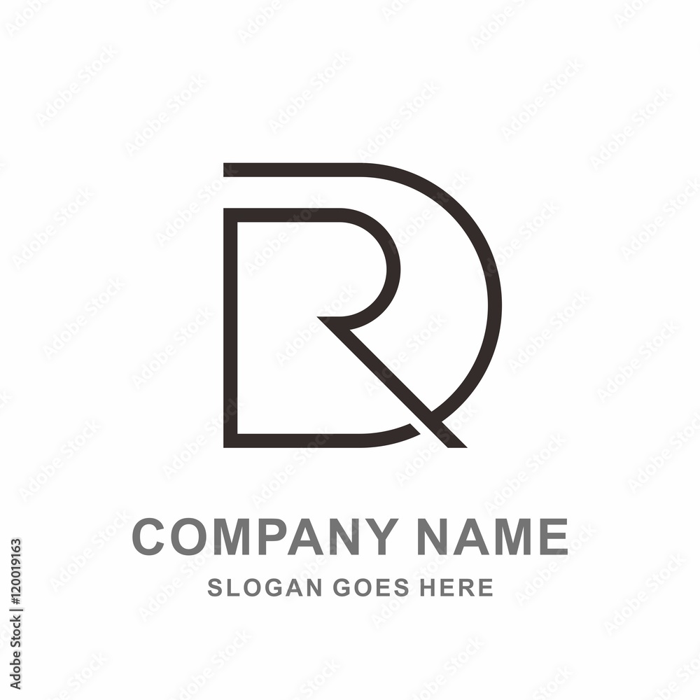Monogram Letter R & D Thin Line Vector Logo Design Template Stock ...