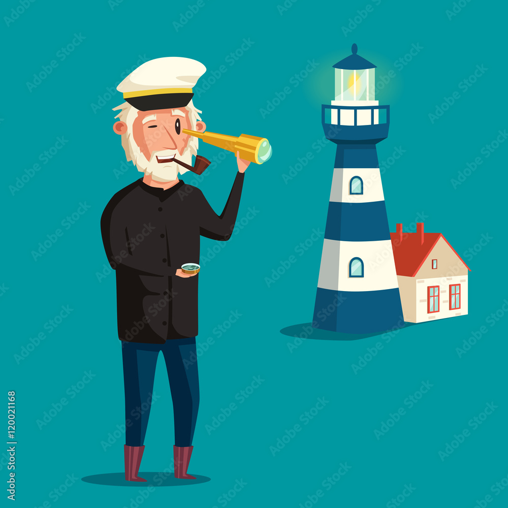 Sailor man character. Vector cartoon illustration Stock Vector | Adobe ...