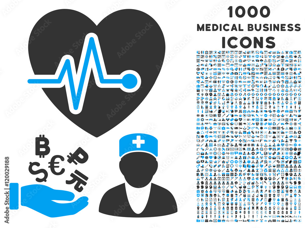 Medical Business vector bicolor icon with 1000 medical business icons ...