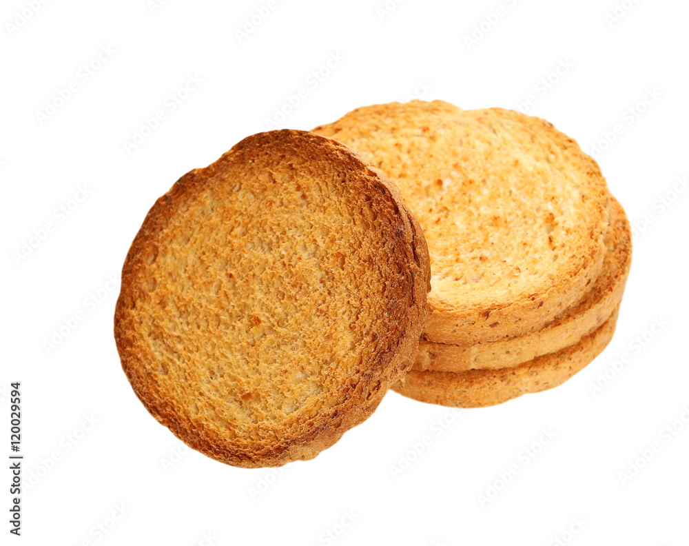 pile rusks with wholewheat flour, bread sliced isolated, whole wheat ...