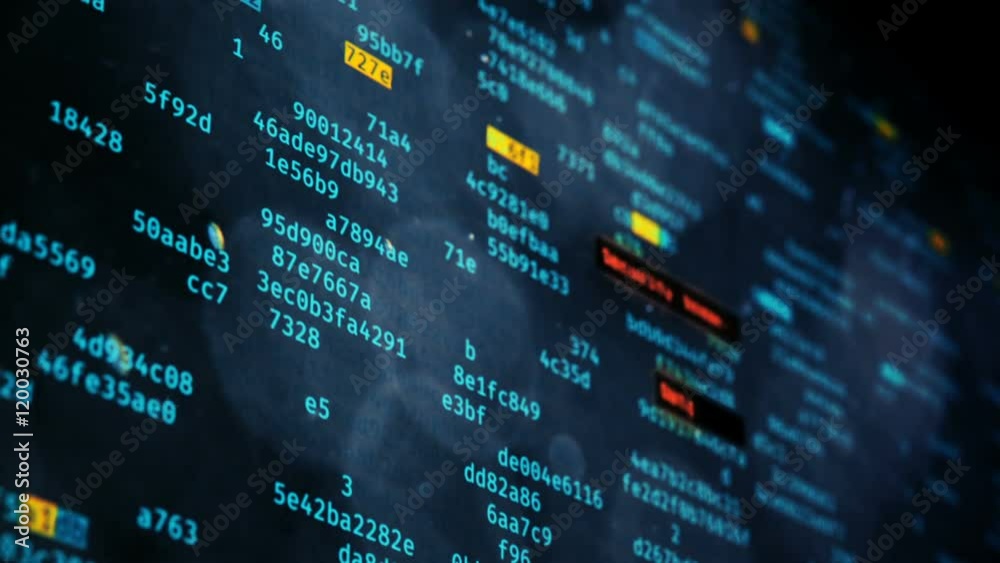 Computer hacking in process, multiple warning texts on screen, security ...