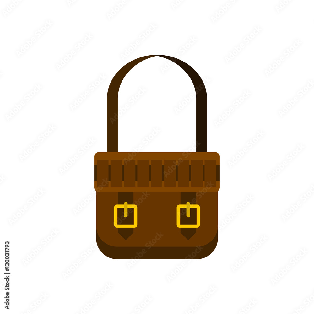 Shoulder bag icon in flat style isolated on white background. Handbag ...