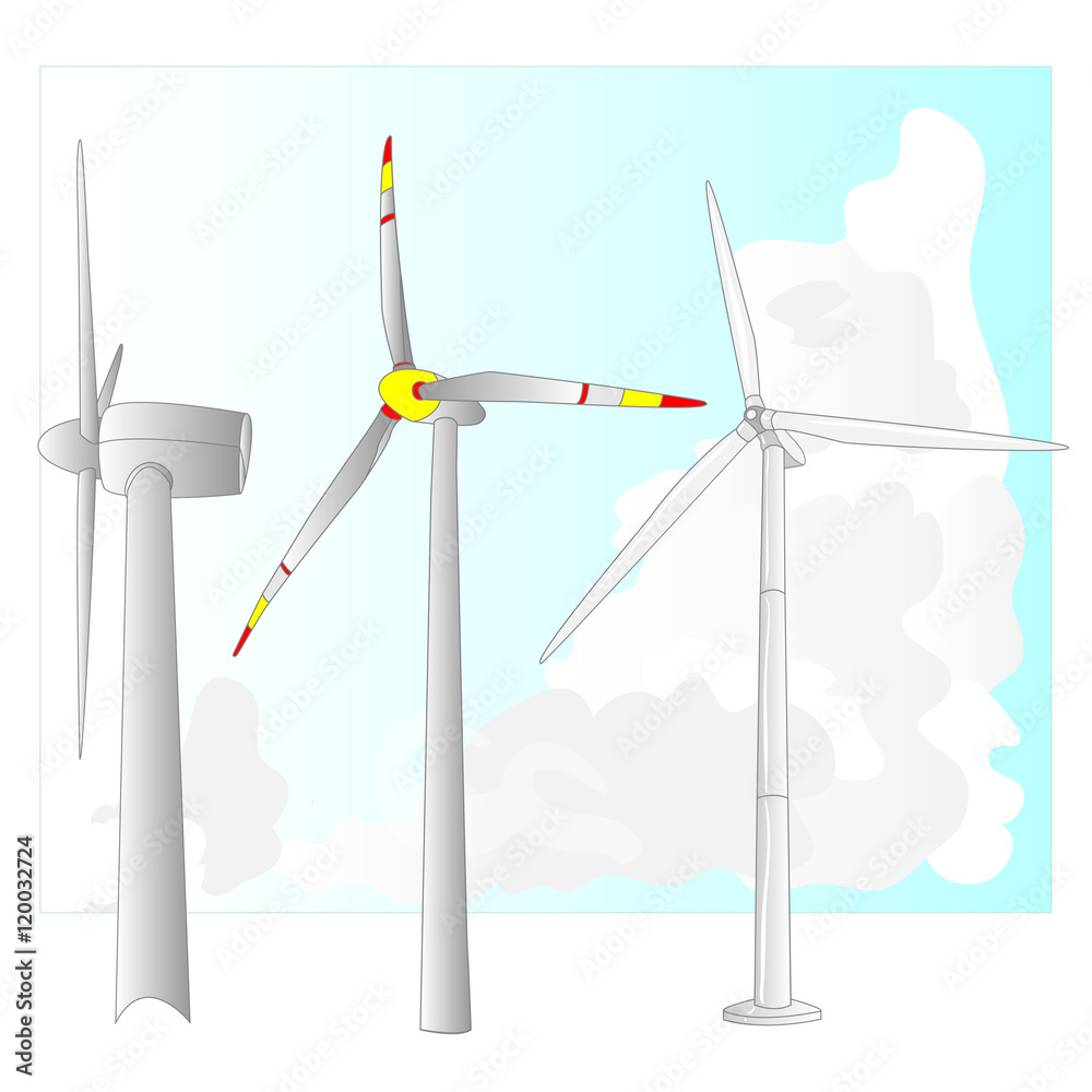 Wind turbine illustration. Vector. Stock Vector | Adobe Stock