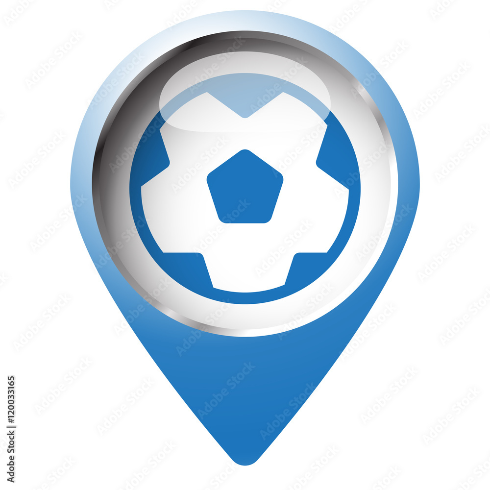 Map pin symbol with Soccer Ball icon. Blue symbol on white backg Stock ...