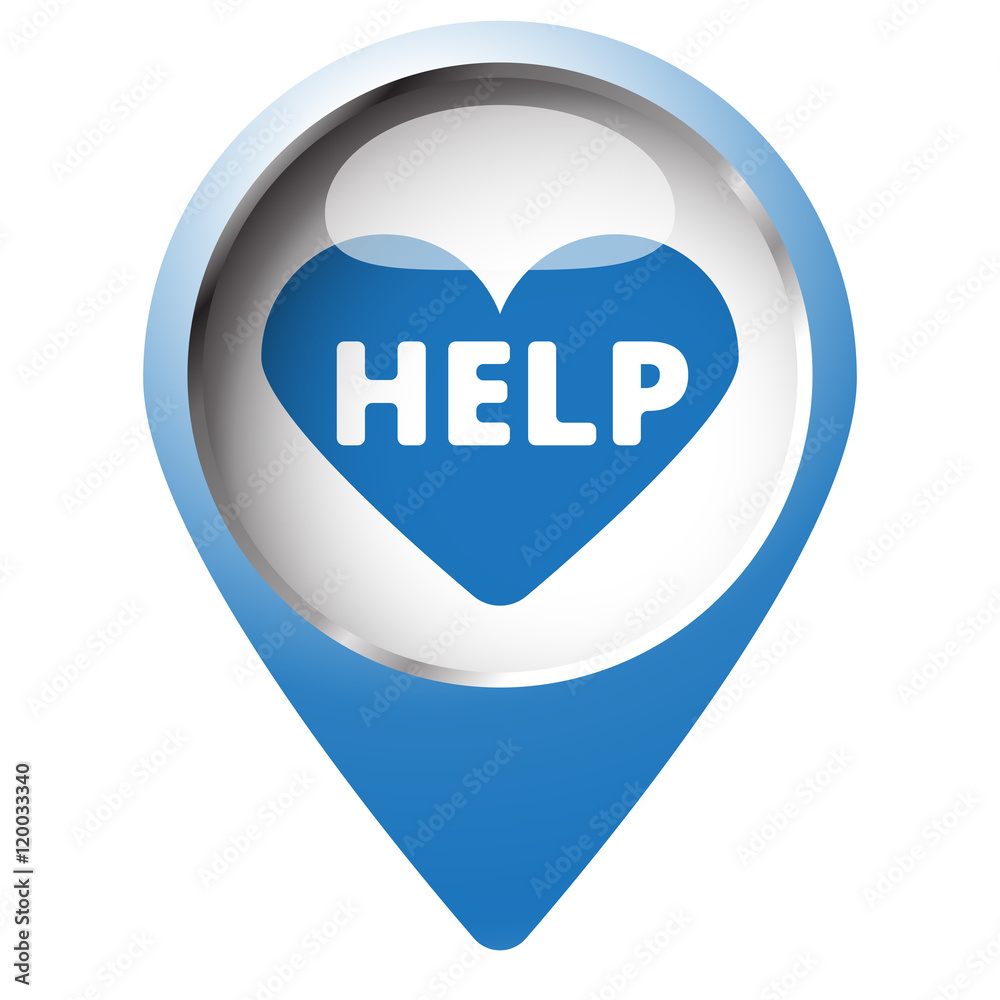 Map pin symbol with Defibrillator icon. Blue symbol on white ba Stock ...
