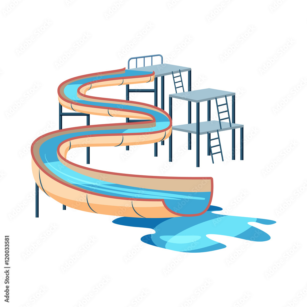 Waterslide in pool icon in cartoon style isolated on white background ...