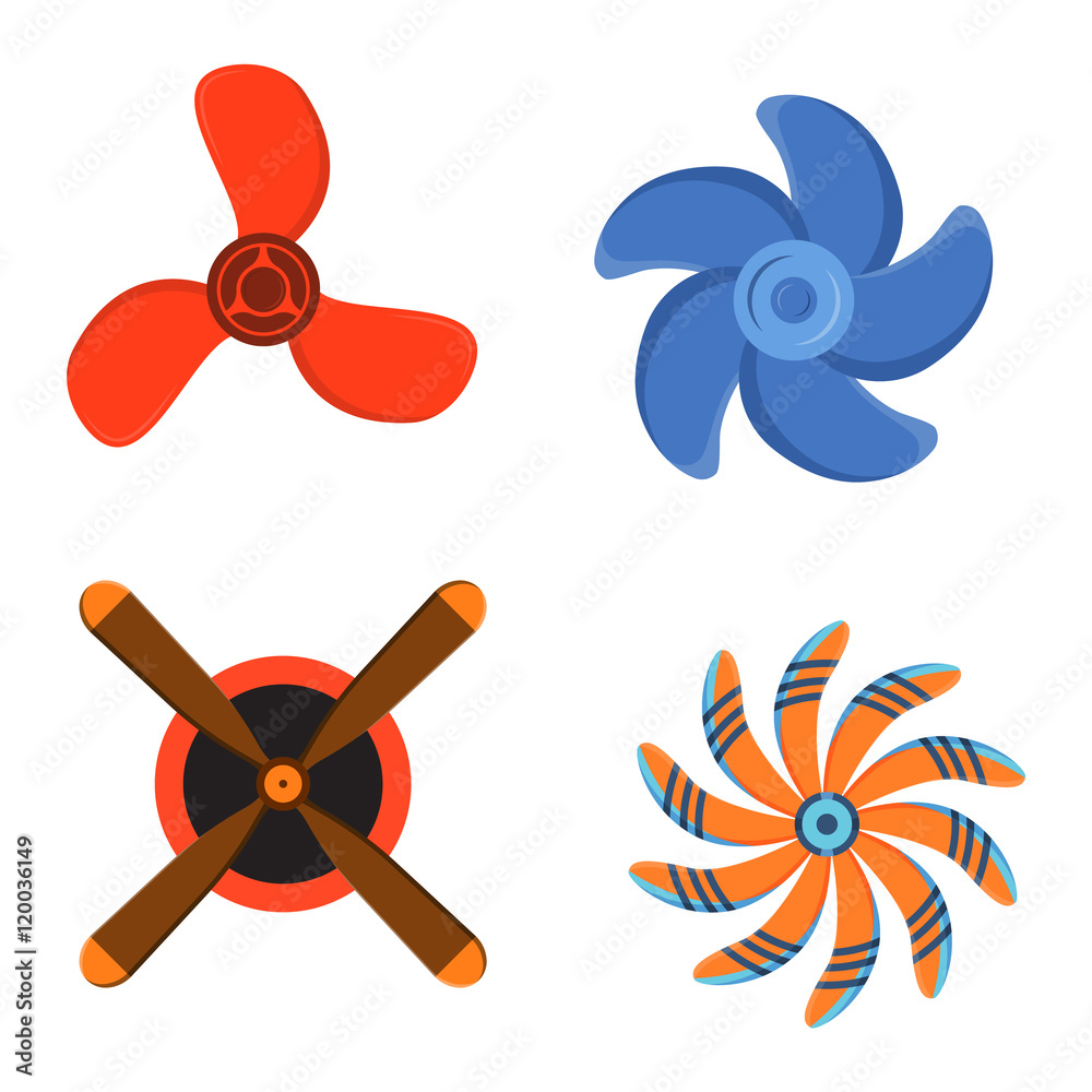 Vetor de Turbines icons propeller fan rotation technology equipment ...