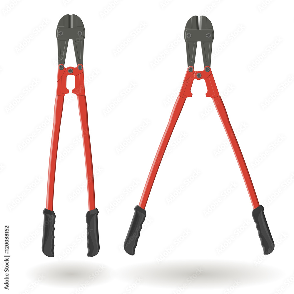 Set of two bolt cutters, Tools for cutting solid wire, isolated on ...